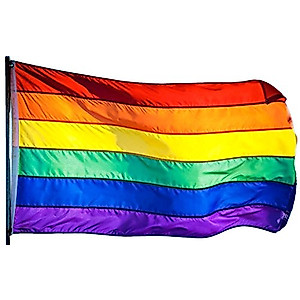 US Flag Factory 3x5 FT Rainbow Flag (Sewn Stripes) Outdoor SolarMax Nylon - Gay Pride Lesbian LGBT - UV Fading Resistant - Premium Quality - Made in USA