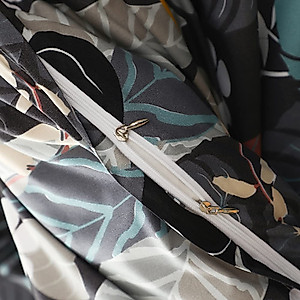 CoutureBridal Tropical Plant Duvet Cover Set King Size Multicolored Monstera Leaf Print Bedding Set with Zipper Ties 3 Pieces Soft Microfiber Aesthetic Comforter Cover Stylish Deco