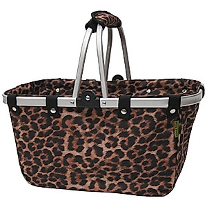 JanetBasket NB029-L 18 by 10 by 9-1/2-Inch Leopard Aluminum Frame Basket, Large