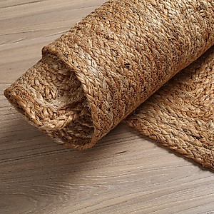 KEMA 3X5 Feet Handwoven Jute Braided Area Rug, Natural Yarn - Rustic Vintage Braided Reversible Rectangular Rug- Eco Friendly Rugs for Bedroom, Kitchen, Living Room, Farmhouse