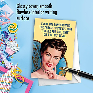 NobleWorks - 1 Hilarious Happy Birthday Card - Funny Retro Women Humor, Celebrate Birthdays - Getting Too Old C7239BDG