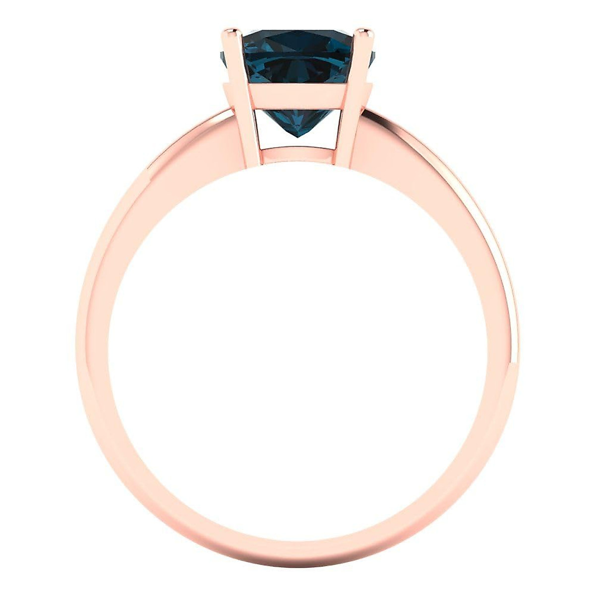 Clara Pucci 2.0 ct Cushion Cut Solitaire Natural London Blue gemstone Bridal Designer Anniversary Engagement Ring Real 14k Rose Gold