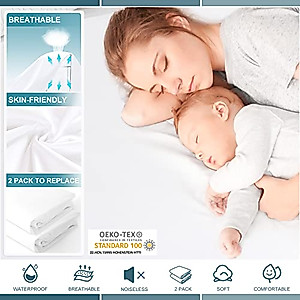 UNILIBRA 2 Pack Twin Size 100% Waterproof Mattress Protector , Breathable, Noiseless Mattress Cover, 6"-19" Fitted Deep Pocket Mattress Protector Cover - Vinyl Free