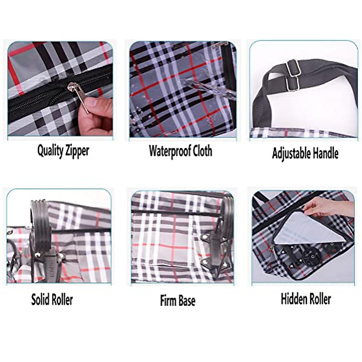 Upgrade Shopping Bag with Wheels Portable Trolley Bags Grocery Cart Hand Pulling Utility with Hand Straps Folding Shopping Cart- Larger Size & Waterproof & Strong(B0BLRK6HKZ)