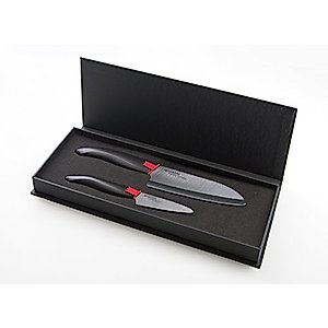 Kyocera Revolution Series Paring and Santoku Knife Set, Black Blade