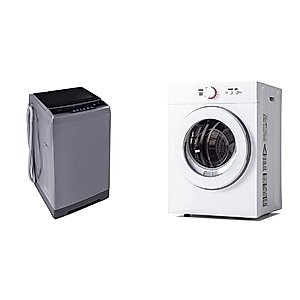 COMFEE’ 1.6 Cu.ft Portable Washing Machine, 11lbs Capacity Fully Automatic Compact Washer with Wheels & Euhomy Compact Laundry Dryer 1.8 cu.ft, Stainless Steel Clothes Dryers With Exhaust Pipe