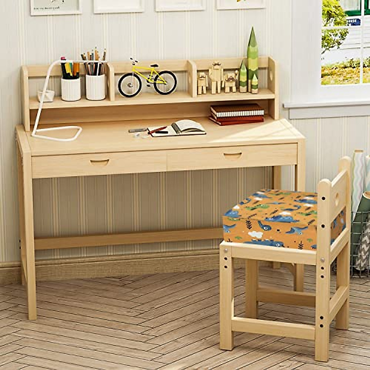 KIDUN Toddler Booster Seat for Dining Table, Upgrade 4 inch Heightening Cushion for Kids Chair, Adjustable, Heightening Booster Seat Pad for Boy/Girl, Toddler Booster Cushion.(Buckle/Yellow)