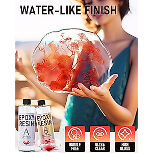 Smallbudi 17 Oz Epoxy Resin Kit - Crystal Clear Epoxy Resin & Hardener for DIY Art, Crafts, Mold Casting, Resin Coasting, Wood, Jewelry Making, Food Safe, Heat & UV Resistant, No Bubble 1:1 Ratio