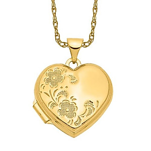 IceCarats 14K Yellow Gold Heart Love Shaped Flower Locket Necklace Charm Pendant 23mm x 18mm Only