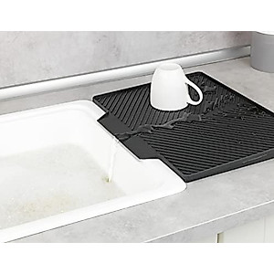 WENKO Nelia Dish Drying Mat with Drainer Black
