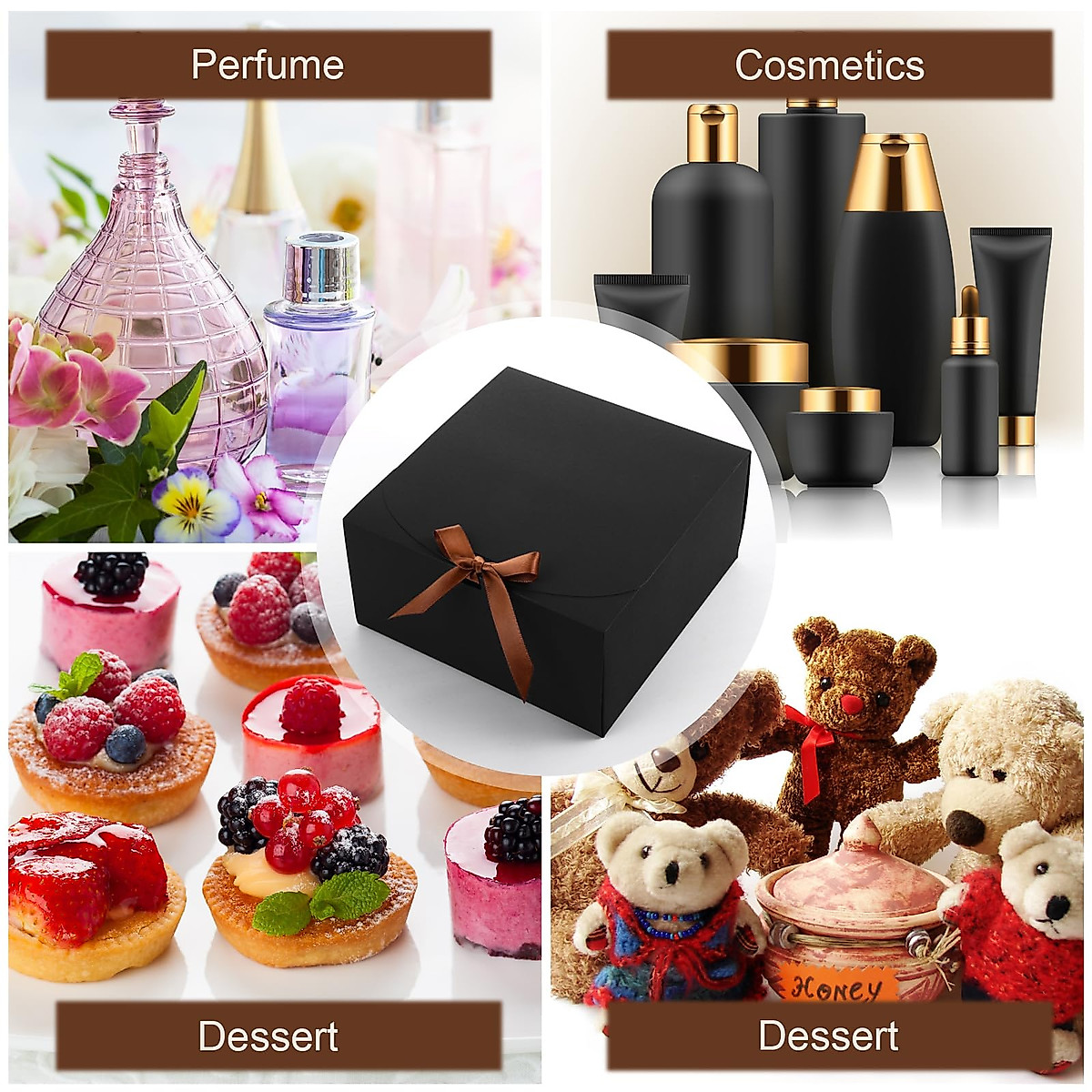 12 Pcs Gift Boxes with Lids 8 x 8 x 4 Inch Bridesmaid Proposal Box Black Gift Boxes for Presents for Wedding Gift Birthday Christmas Packaging Chocolate Cupcake Crafting (Black)