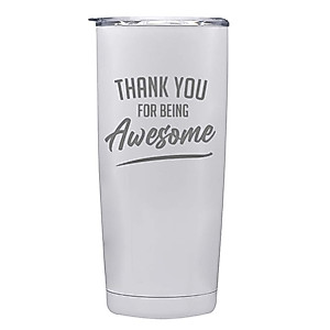 Thank you for Being Awesome 20oz Stainless Steel Tumbler - Thank you Gifts - Gifts for Women Coworker Gifts - Boss Gifts - Teacher Gifts - Thank You Gift for Best Friends - Gifts for Friends (White)