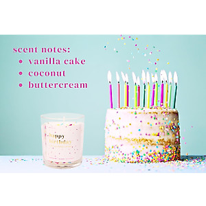 Kindnote Co. Happy Birthday Candle for Women - 8oz Soy Candle, Vanilla Cake, Coconut, Buttercream Scent - Festive Sprinkles, Premium Design, Eco-Friendly, 40+ Hours Burn Time