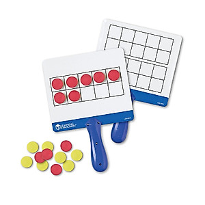Learning Resources Magnetic Ten-Frame Answer Boards (Set of 4) and 100 Counters + Learning Resources Time Activity Set - 41 Pieces