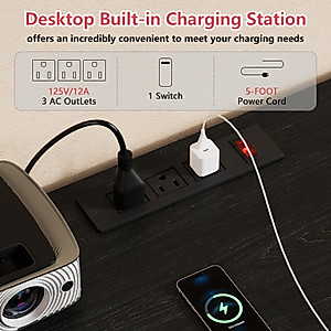 Furnulem Dresser TV Stand with Power Outlet for 55'' Long TV, Entertainment Center with 8 Deep Drawers,Wide Chest of Drawer for Storage in Bedroom,Closet,Living Room,Hallway(Black Oak)