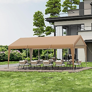 S AFSTAR 10x20FT Carport, Heavy Duty Car Shelter Tent with 180g PE Canopy, 8 Sturdy Galvanized Steel Legs, Ball Bungees, Portable Garage Car Canopy Car Port for Outdoor SUV Truck Car Party Wedding