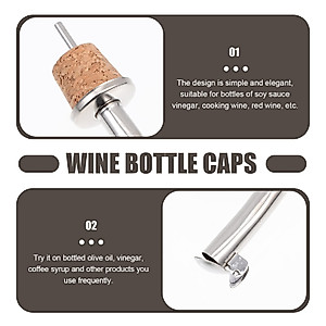 Tofficu 6Pcs Stainless Steel Wine Pourer Liquor Pour Spouts Set Cork Design Wine Bottle Stoppers with Dust Caps for Wine Olive Oil Coffee Vinegar Bottles