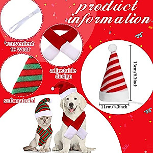 10 Pieces Christmas Cat Santa Hats with Scarf and Collar Set, Christmas Cat Costumes Pet Santa Hat Scarf Set Puppy Dog Christmas Hat Xmas Cat Outfit for Cats Small Dogs Puppy Christmas Accessories