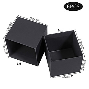 Dasofine Black Gift Boxes, 4" × 4"× 3.8" Square Box with Lid, 6pcs Small Gift Box, Candle Boxes, Gift Boxes for Present