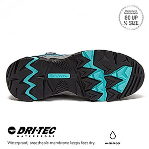 HI-TEC Apex Lite Low WP Waterproof Hiking Shoes for Women, Lightweight Breathable Outdoor Trekking and Trail Shoes - Light Blue/Medium Grey/Light Blue, 10 Medium