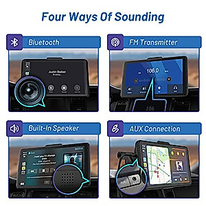 7 Inch Wireless Apple Carplay & Android Auto, AotuLink Portable Car Stereo, HD Touch Screen with Mirror Link, Multimedia Player, Bluetooth, AUX/FM, Dash or Windshield Mount Support Most Car Models
