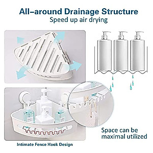 TAILI Bathroom & Kitchen Suction Cup Storage Basket Set Pack of 2 Wall Mounted Organizer for Shampoo,Soap, Conditioner, Shower Caddy Drill-Free with Vacuum Suction Cup for Kitchen & Bathroom