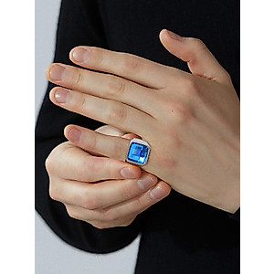 KeyStyle Diamond Cut Blue Stone Ring, Created Sapphire Large Costume Rings Size 14