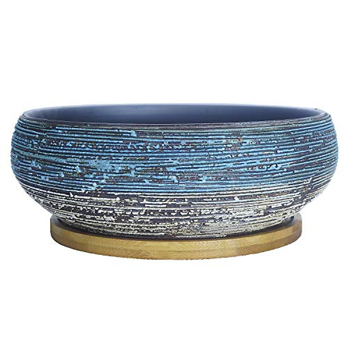 ARTKETTY Succulent Pots, 8 Inch Large Succulent Planters with Drainage Ceramic Bonsai Pot with Tray for Indoor Outdoor Plants Garden Decorative Cactus Flower Plant Container Bowl