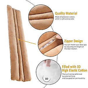 GNEGNI Improved Gap Height Adjustable Under Door Draft Stopper, 36 Inch Double Draft Blocker for Bottom of doors Noise Reduction Windproof
