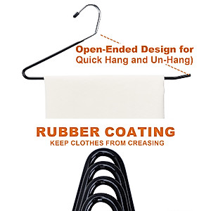 Fixwal Pants Hangers, 40 Pack, Black, 14 x 6.7 Inches, Anti-Rust Chrome Metal Pant Hangers, Non Slip Rubber Coating, Open Ended Design, Closet Storage Organizer