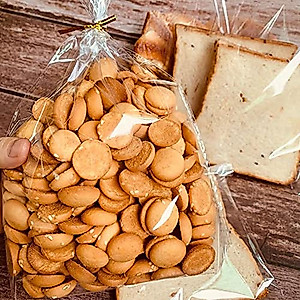 Keoferlo Flat Bottom Cellophane Bags Gusseted Cellophane Bags 12 x 16 x 3.94-inch Clear Goodie Bags with Ties Party Treat Basket Cellophane Bags for Cookie Decorate (100CT)