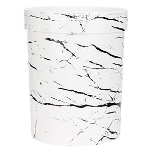 Zerodis Small Wastebasket, Marble Coloured Garbage Can Round Open Top Trash Can White Household Bathroom Garbage Container Bin for Bathrooms, Kitchen, (Small (50 X 35 X 19cm / 19.7 X