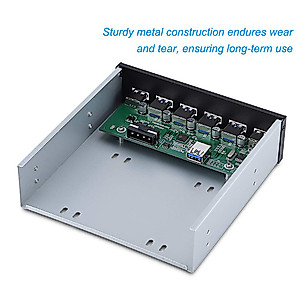 ASHATA USB Front Panel,19 pin to 6 Interface (4 * USB3.0 + 2 * USB2.0) Metal Front Panel USB Hub,High Speed USB 3.0 Front Panel USB 3.0 Hub,Plug and Play