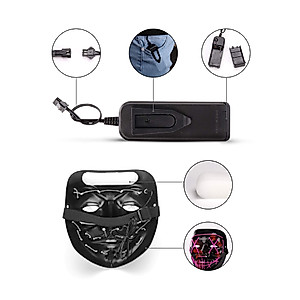 Sago Brothers LED Light Up Mask, Scary Mask for Carnival, Halloween, Rave Parties, Clubs, Masquerades, Costume Parties, 3 Light Modes, One Size Fits All, Unisex-Adults