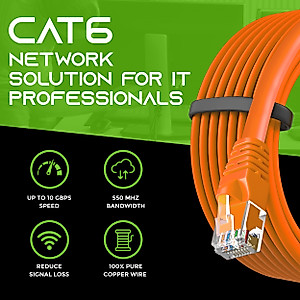 GearIT Cat 6 Ethernet Cable (20-Pack 5 Feet) Cat6 Network Patch, 10Gbps, RJ45, Snagless Cord, Gold-Plated Connectors, Internet for PC, TV, Tablet, Router, Printer, Servers, IT Data Center - Orange