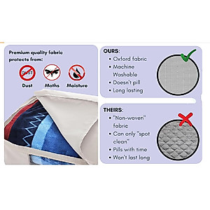 Topcci Comforter Storage Bag | Ultra Space Saving Compression Organizer for Bedding & Blankets, Clear Window, Dual Zipper, Dust & Moisture Proof, Large Capacity (GERY)