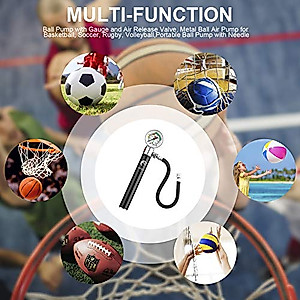 Ball Pump with Pressure Gauge, eBall Sports Ball Air Pump with Inflation Needles & Pressure Release Valve for Basketball, Football, Soccer Ball, Rugby, Volleyball and Other Inflatable Balls