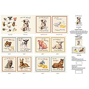 Elizabeth's Studio Who Says Woof? Fabric Book Panel