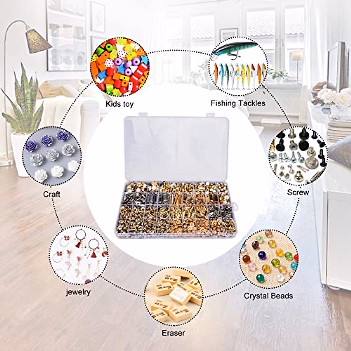 FYY (2 Pack Plastic Organizer Box 36 Grids, Clear Plastic Organizer Box Storage, Jewelry Craft Storage Container, Bead Box, Fishing Tackles Box, Jewelry Box, Embroidery DIY Art Craft Accessory