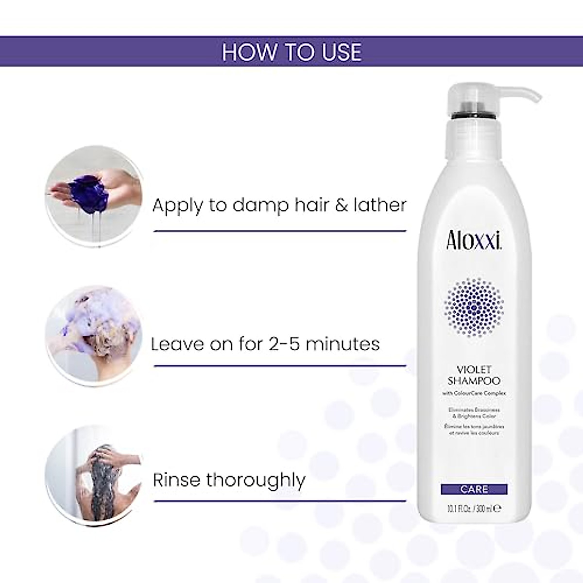ALOXXI Violet Shampoo - Purple Shampoo for Blonde Hair - Instantly Brightens & Washes Away Brassy Yellow Tones on Blonde, White & Grey Hair - Paraben Free & Sulfate Free, 10.1 Fl Oz