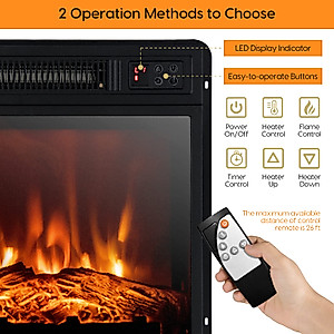 Electric Fireplace TV Stand for 65 Inch TV, 58 Inch Farmhouse Entertainment Center with 18" Fireplace, 6H Timer & Remote Control, 4 Storage Cabinet, Brown