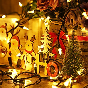 Joomer Warm white LED Christmas Lights Outdoor, 66ft 200 LED Mini String Lights 8 Modes Timer Twinkle Fairy Lights Connectable Waterproof for Indoor Outdoor Home Garden Party Xmas Decoration