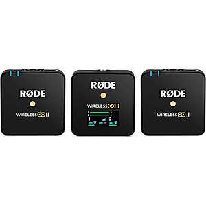 Rode Microphones Wireless GO II Dual Channel Wireless Microphone System Bundle Lavalier II Omnidirectional Lav Mic and 3-Pack Foam Windscreen
