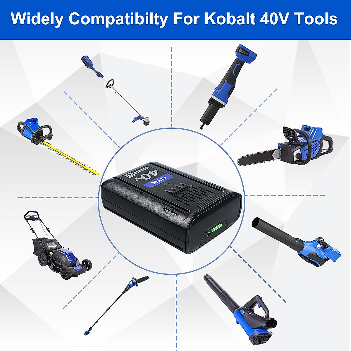 DTK Replacement for Kobalt 40V Battery MAX 3000mAh KPM1040A-03, KM-1640-06, KM 4040-06 Cordless Power Tool Batteries