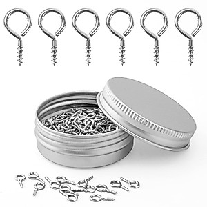 300PCS Eye Screws, Metal Screw Eye Pins Eyelet for DIY Jewelry Making Charm Bead Pieces Wood Arts Crafts Projects, Small Eye Hooks for Cork Top Bottles (10X5mm)