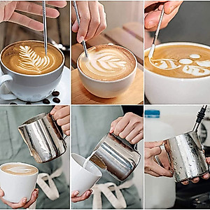 20 oz Milk Frothing Pitcher, 304 stainless steel 600ml milk can coffee frothing cup with art deco pen milk jug coffee cup used to make cappuccino latte