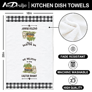 AnyDesign Easter Kitchen Towel 18 x 28 Inch Seasonal Dishcloth Easter Bunny Carrot Truck Cloth Tea Towel Farm Fresh Decorative Hand Towel for Bathroom Kitchen Home Farmhouse Cooking, 2Pcs