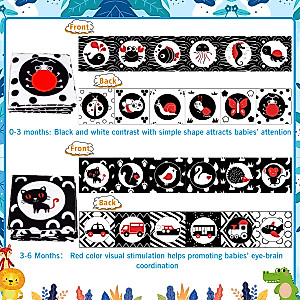 Baby Toys 0-6 Months - Montessori Sensory Toys for Babies 0 3-6 9 Months - 2 Packs Black and White High Contrast Soft Book for Early Learning - Tummy Time Infant Newborn Toys Boys Girls Baby Gifts