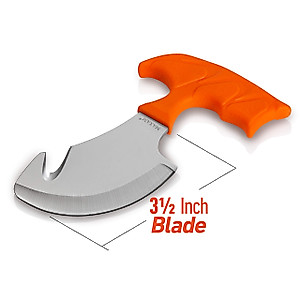 Maxam 5-Inch Skinning Knife with Gut Hook & Sheath - 3.5" 8Cr18MoV Stainless Steel Blade with Bead Blast Finish