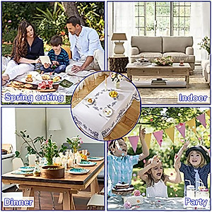 SASTYBALE Spring Ceramic/China Style Tablecloth, Blue and White Porcelain Tablecloth Spill Proof Stain Resistant Tablecloth for Kitchen Dining Picnic Party (52" x 70", Rectangle/Oblong(4-6 Seats))